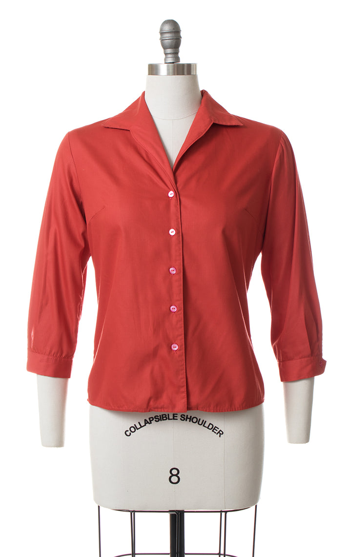 1950s Rust Orange Blouse | medium – Birthday Life Vintage