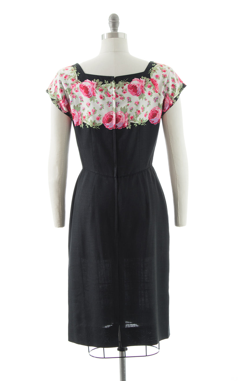 1950s Peggy Hunt Floral Sequin Silk & Linen Dress | medium – Birthday ...