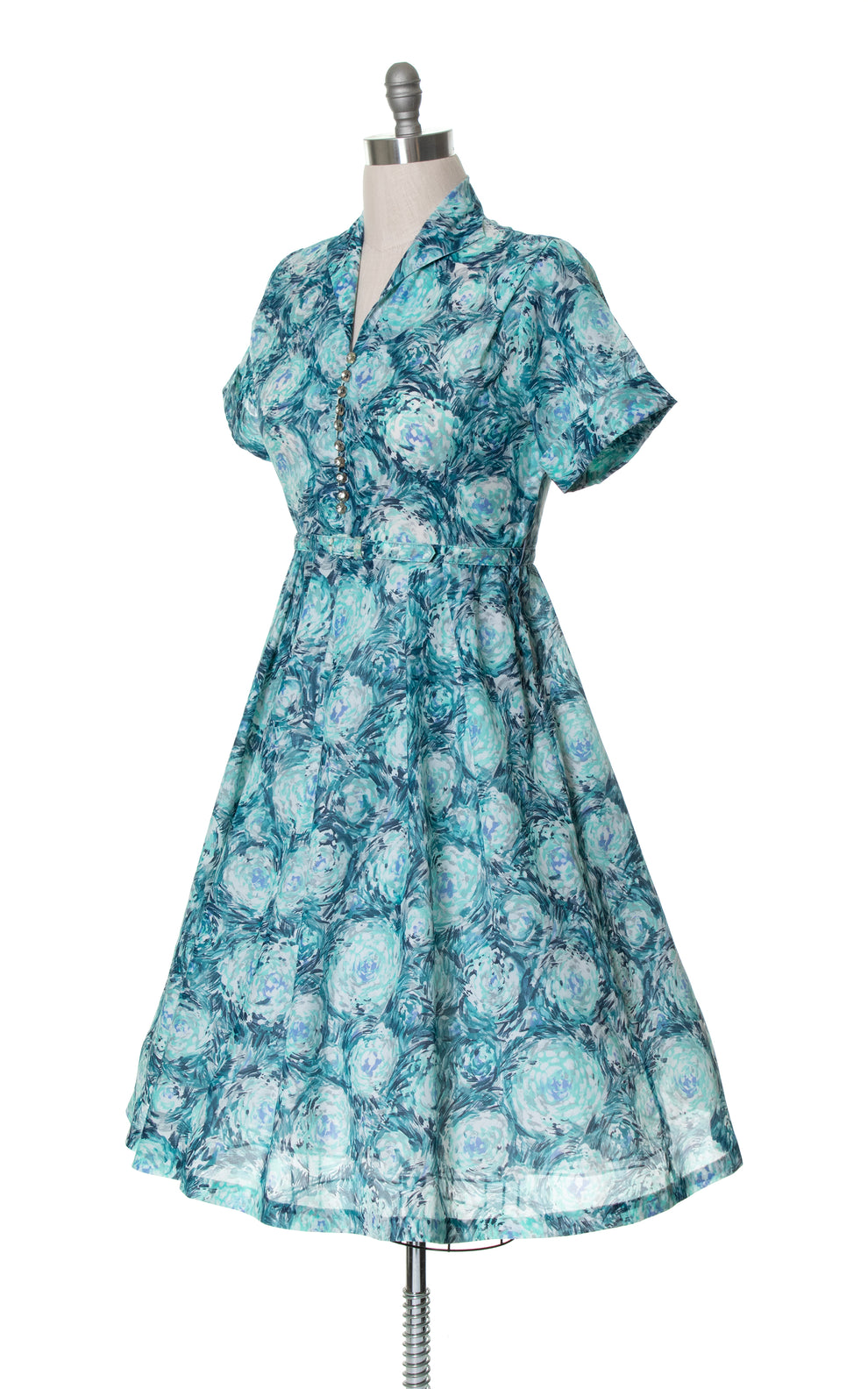 1950s Sheer Floral Shirtwaist Dress | large – Birthday Life Vintage