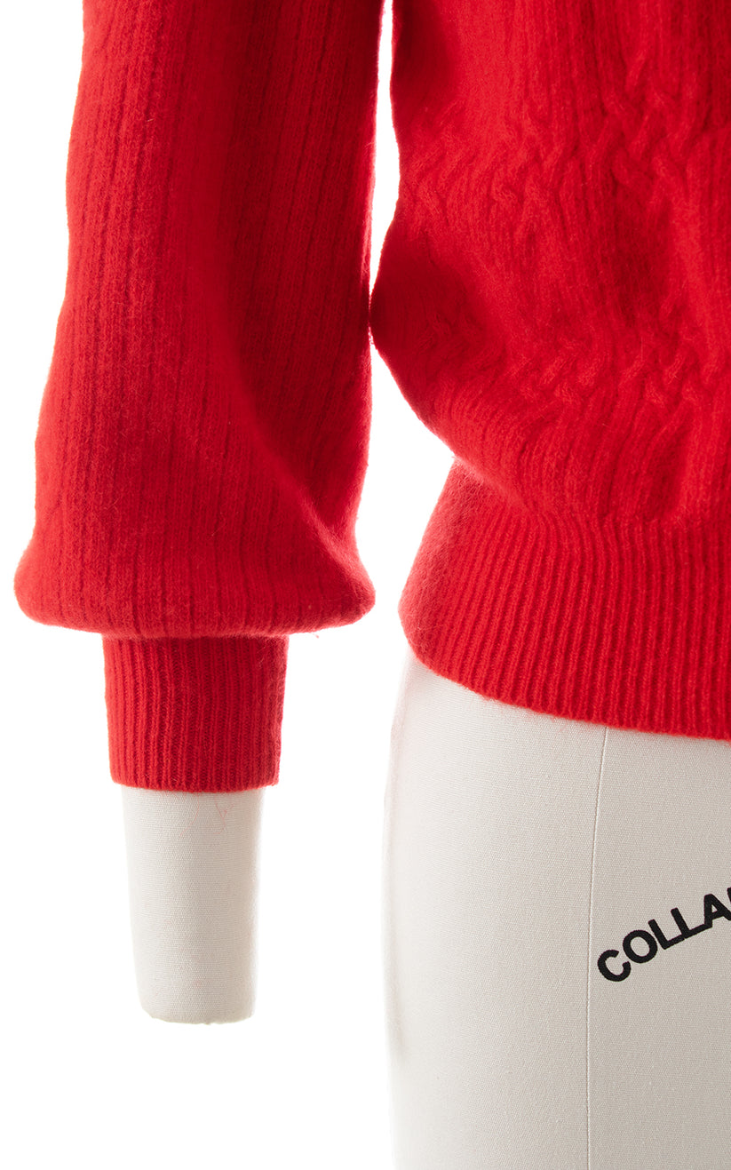 1980s Red Knit Wool Angora Cardigan | small/medium – Birthday Life Vintage