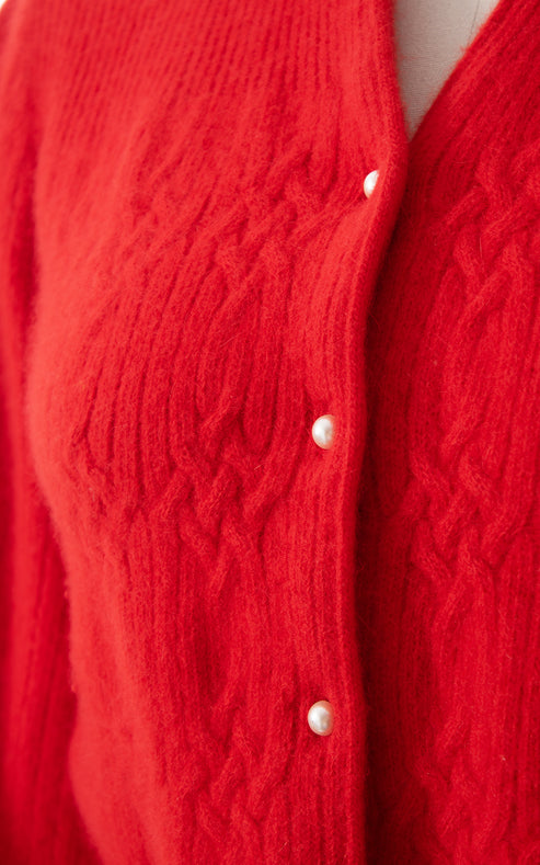 1980s Red Knit Wool Angora Cardigan | small/medium – Birthday Life Vintage