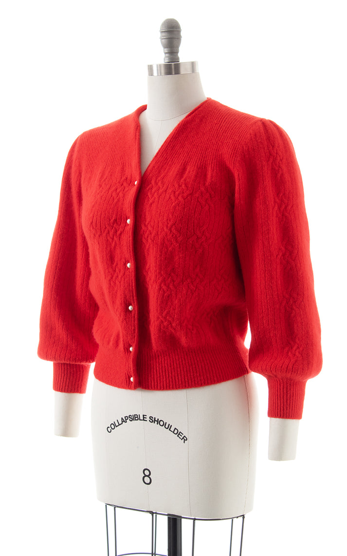 1980s Red Knit Wool Angora Cardigan | small/medium – Birthday Life Vintage