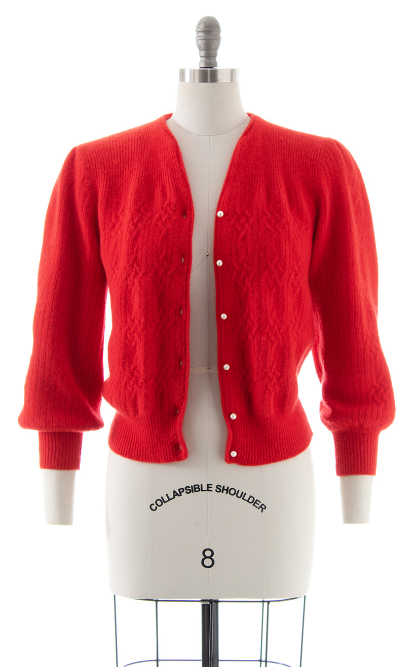 1980s Red Knit Wool Angora Cardigan | small/medium – Birthday Life Vintage