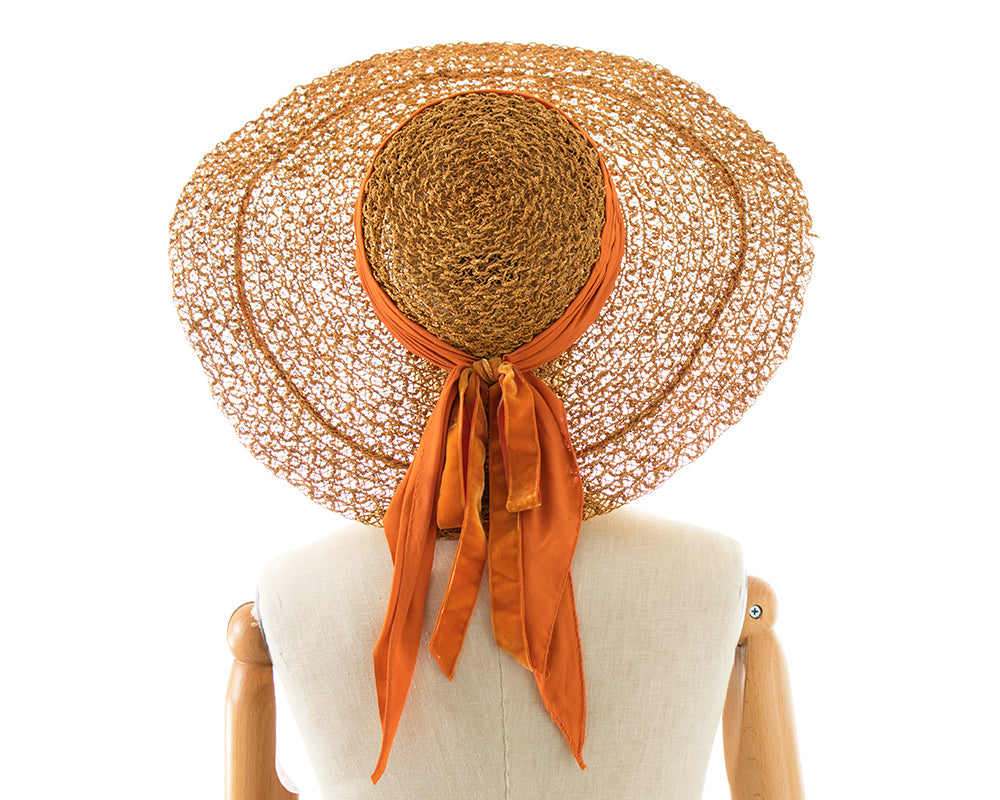 1950s Orange Ribbon & Wide Brim Wicker Sun Hat – Birthday Life Vintage