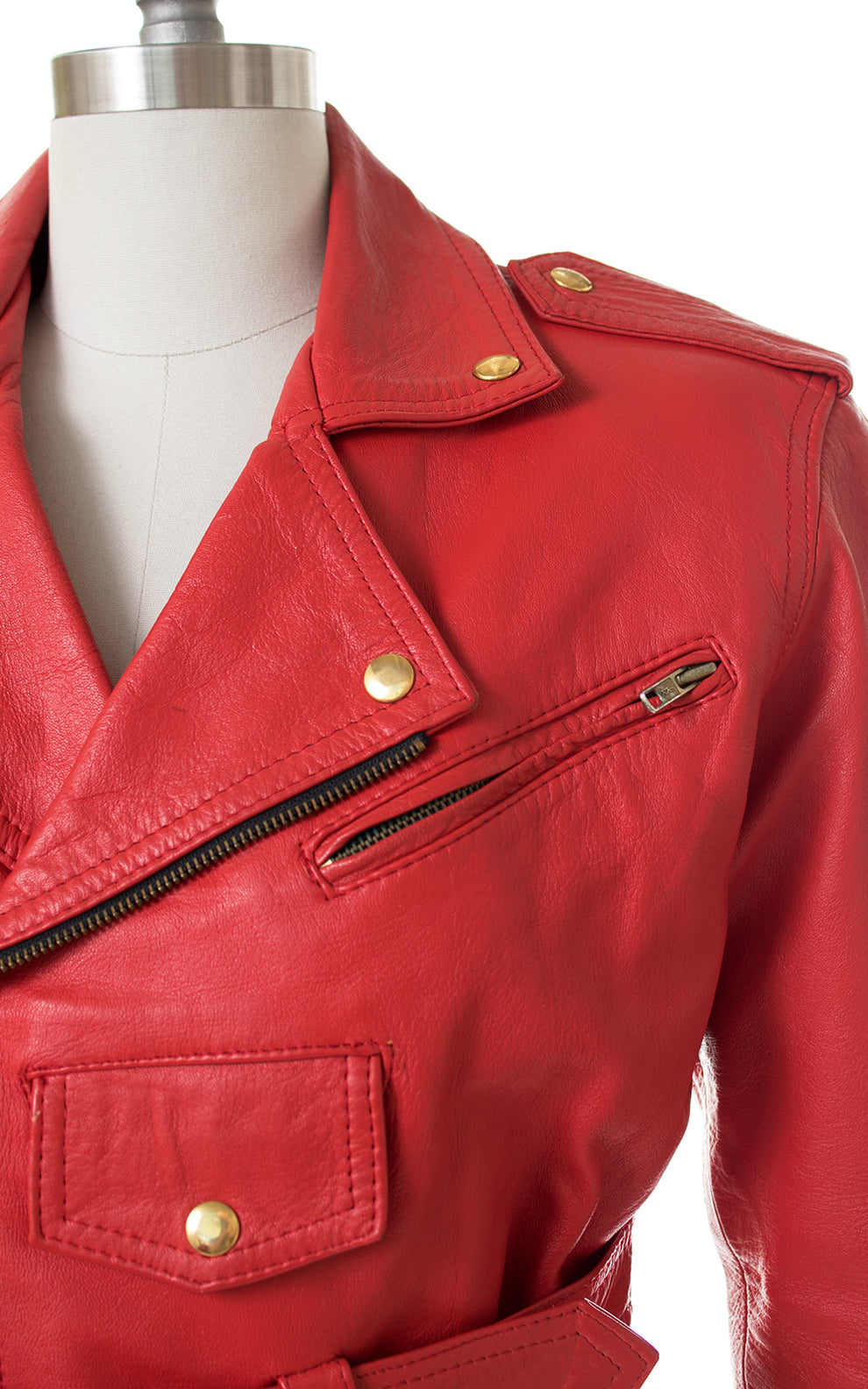 1980s Red Leather Cropped Motorcycle Jacket | small/medium – Birthday ...