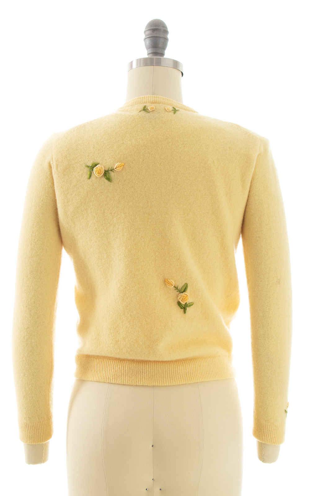 1950s Rose Embroidered Cashmere Cardigan | x-small/small 1950s Rose Embroidered Cashmere Cardigan | x-small/small