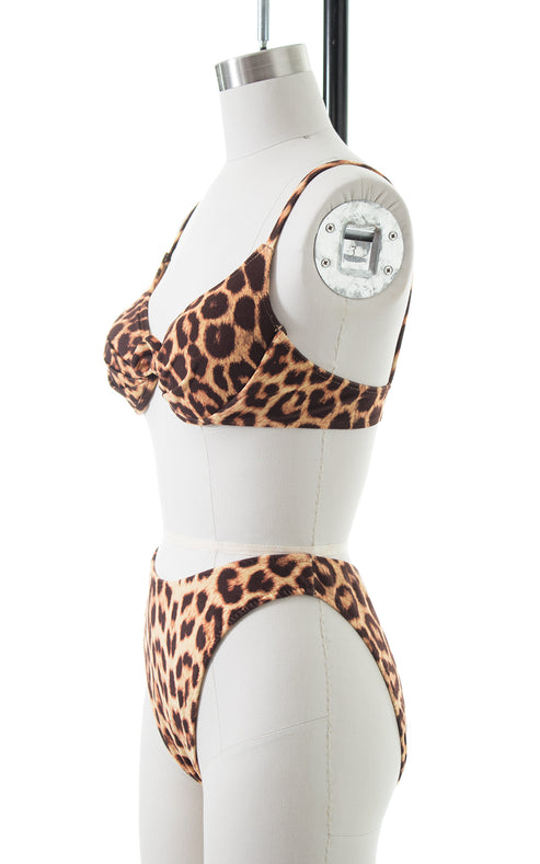 1980s Leopard Print High Cut Bikini | xs/small – Birthday Life Vintage