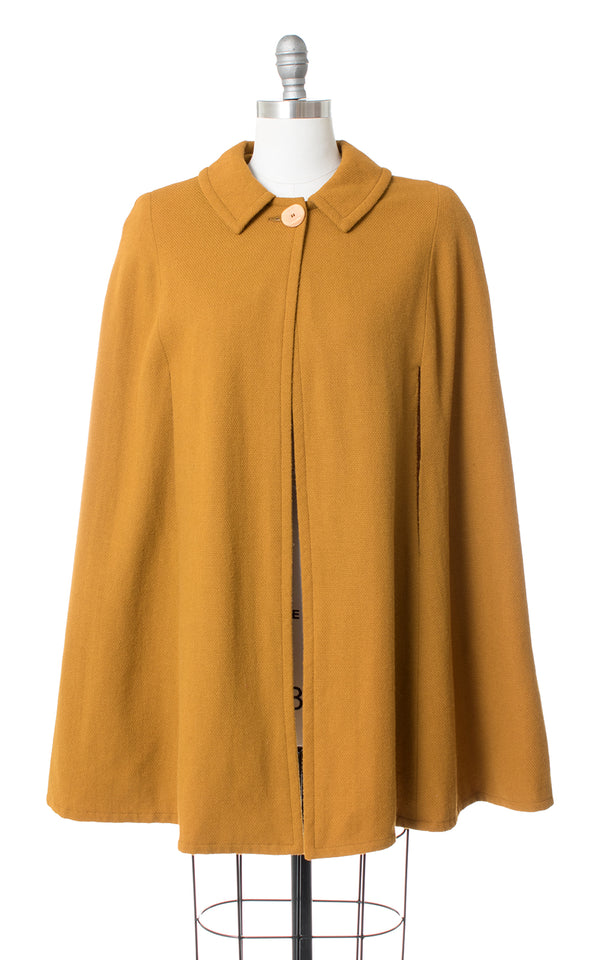 1960s Mustard Yellow Wool Cape | xs/small/medium – Birthday Life Vintage