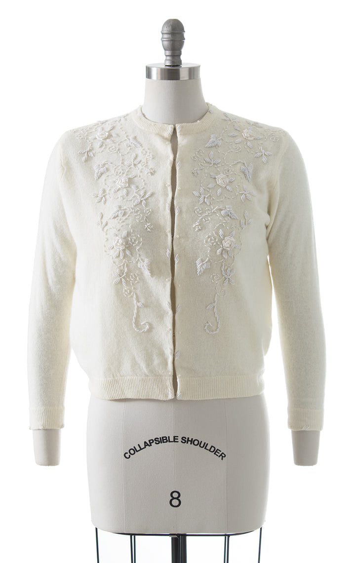 1950s Beaded Wool Cardigan | large – Birthday Life Vintage