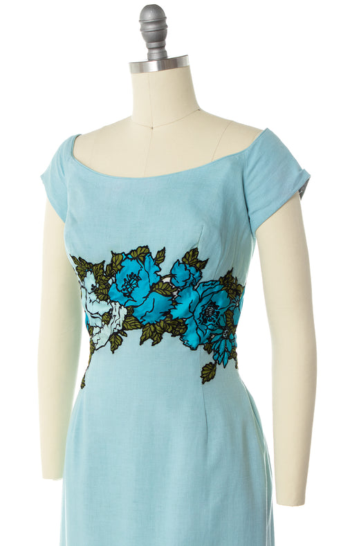1950s Peggy Hunt Floral Linen Wiggle Dress | small – Birthday Life Vintage