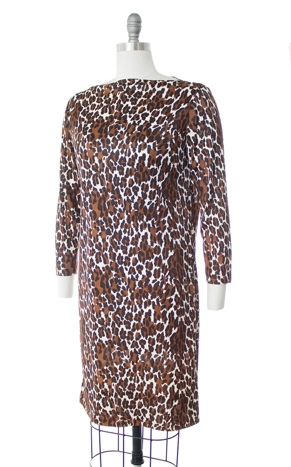 1960s Leopard Print Jersey Shift Dress | medium – Birthday Life Vintage