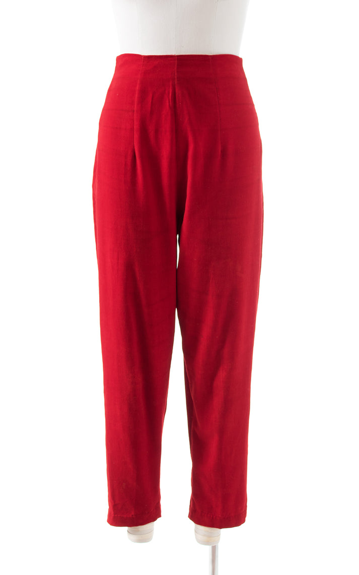 1950s Red Velvet Cigarette Pants | small – Birthday Life Vintage