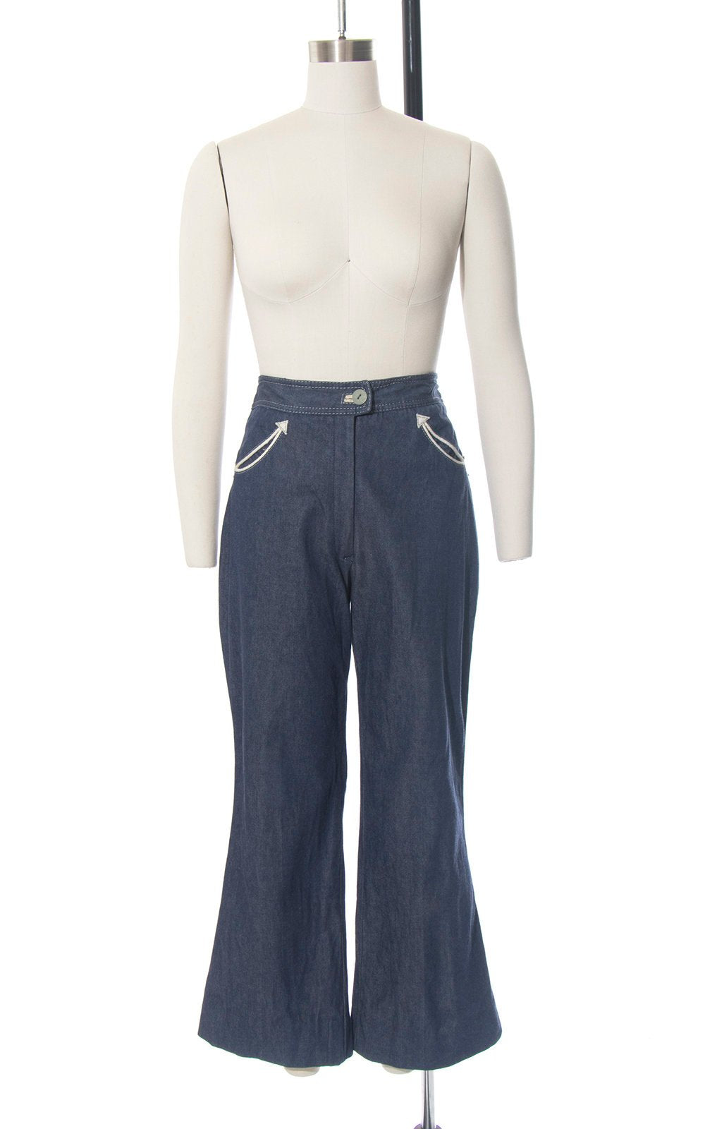 1970s Ms. Pioneer Western Arrow Pockets Denim Bell Bottoms | medium – Birthday Life Vintage